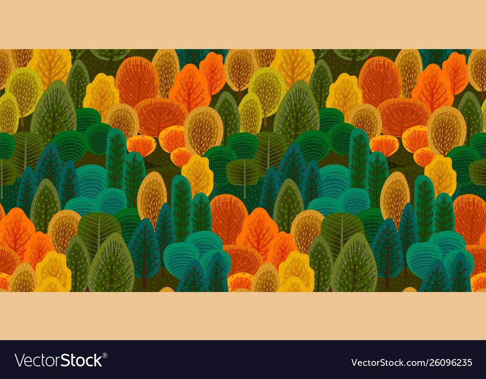 Abstract seamless pattern with autumn forest Vector Image