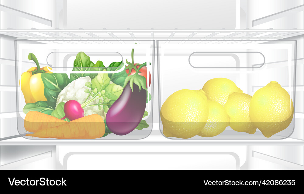 An inside the refrigerator with food Royalty Free Vector