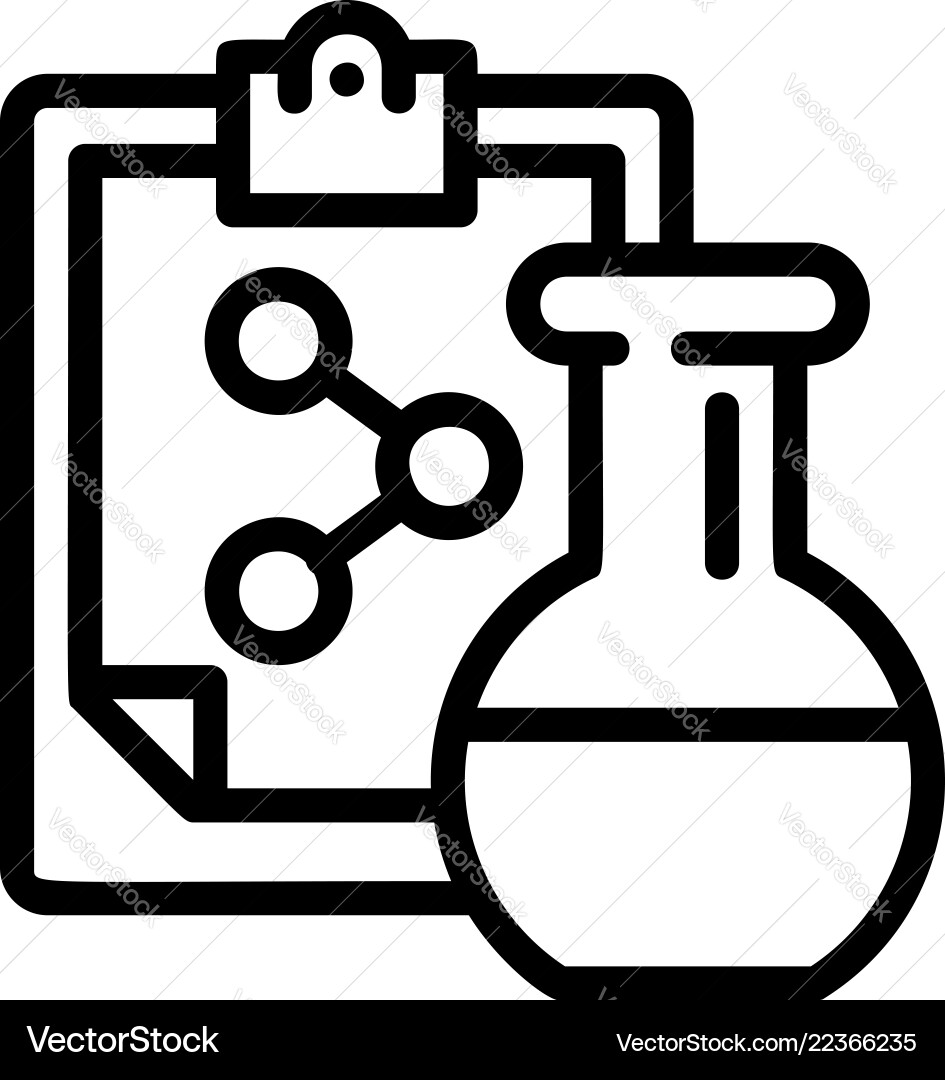 Chemical flask formula icon outline style Vector Image