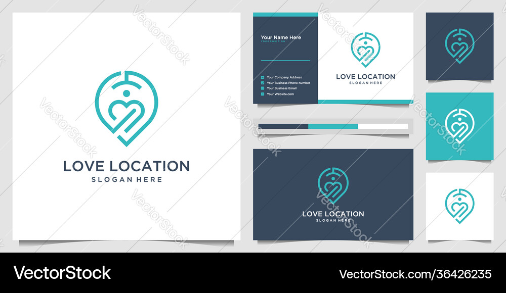 Creative love location logo design concept line Vector Image