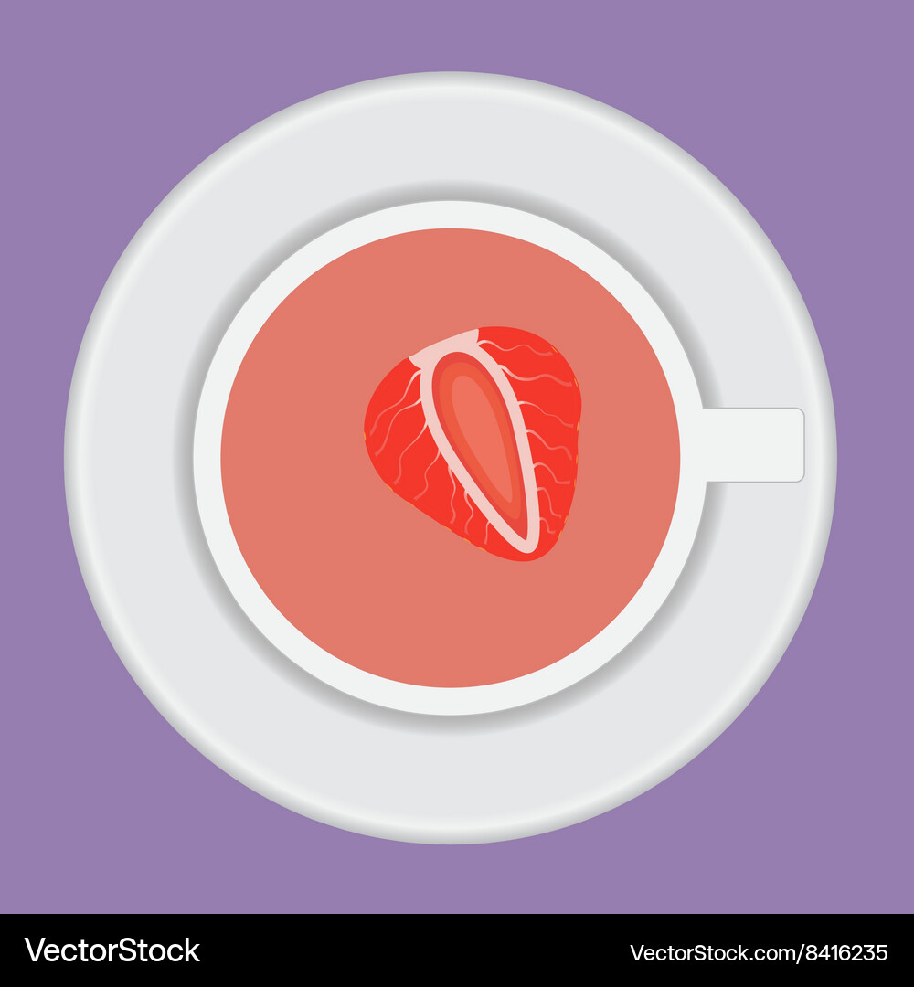 Cup of tea with strawberry Royalty Free Vector Image