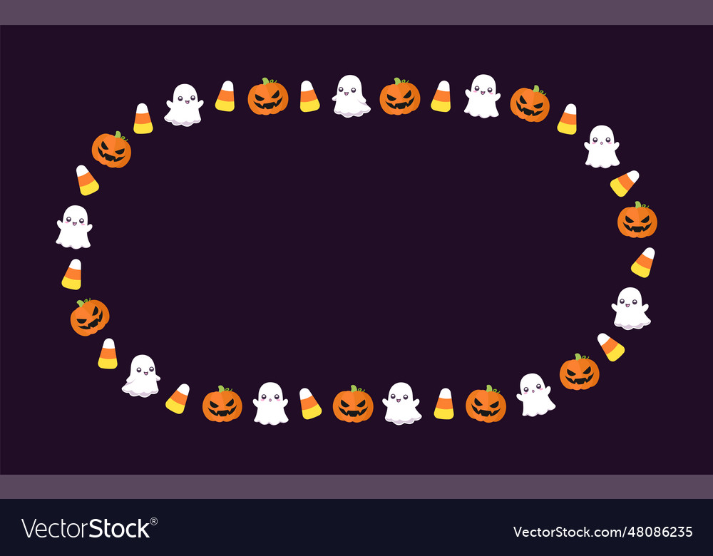 Cute halloween frame template oval halloween Vector Image