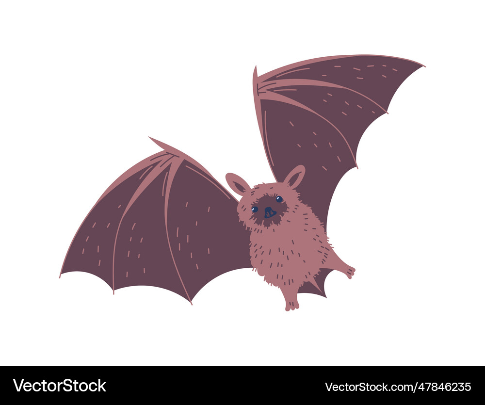 Cute little bat flying cartoon flat Royalty Free Vector
