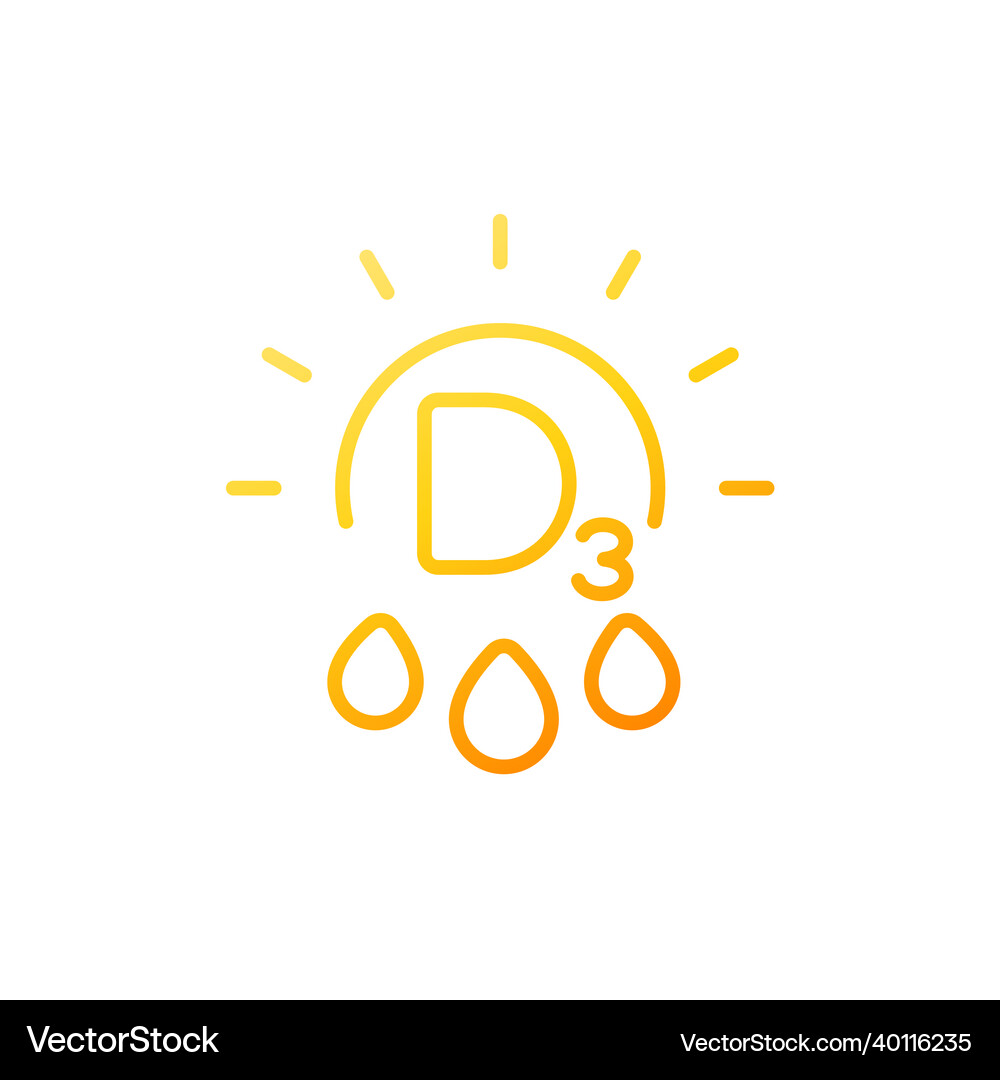 D3 vitamin line icon with a sun Royalty Free Vector Image