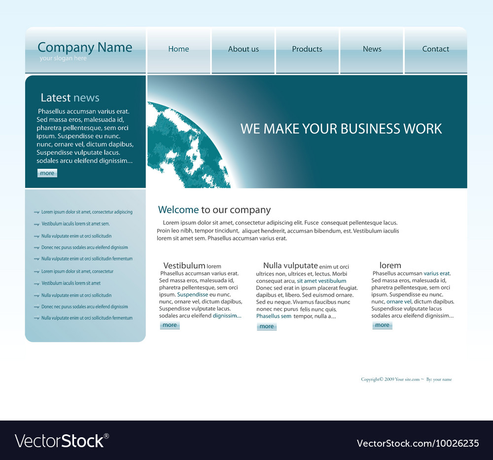 Editable website template Royalty Free Vector Image