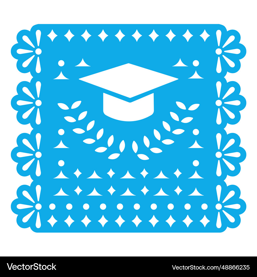 Graduation cap papercut garland Royalty Free Vector Image
