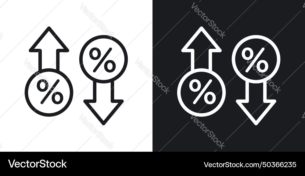 High and low percent arrow icon set increase Vector Image