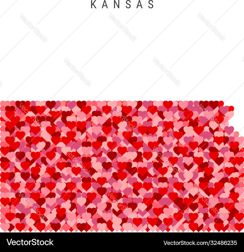 I love kansas red hearts pattern map Royalty Free Vector