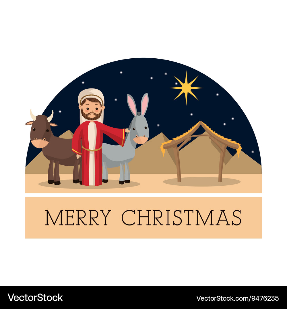 Joseph icon merry christmas design Royalty Free Vector Image