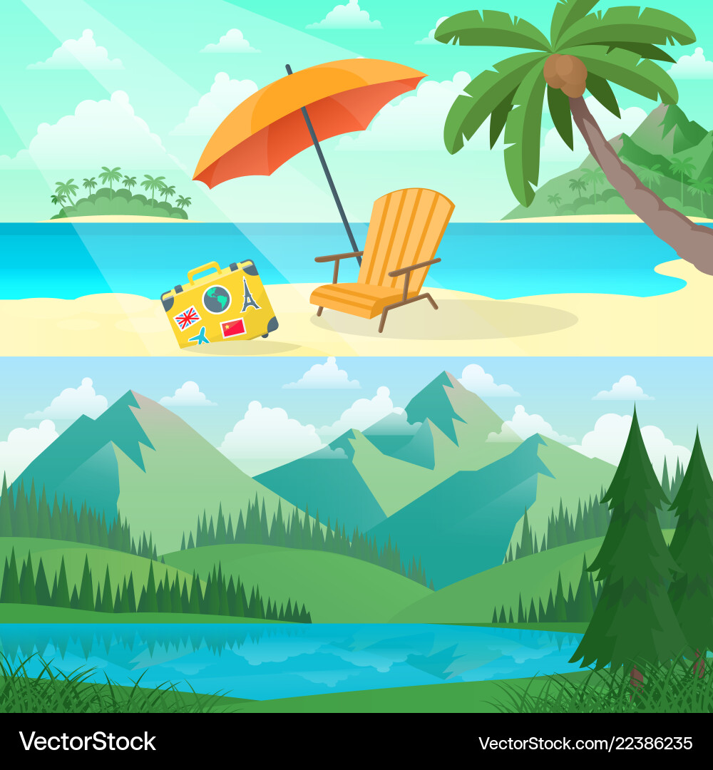 Landscape sea and mountains Royalty Free Vector Image