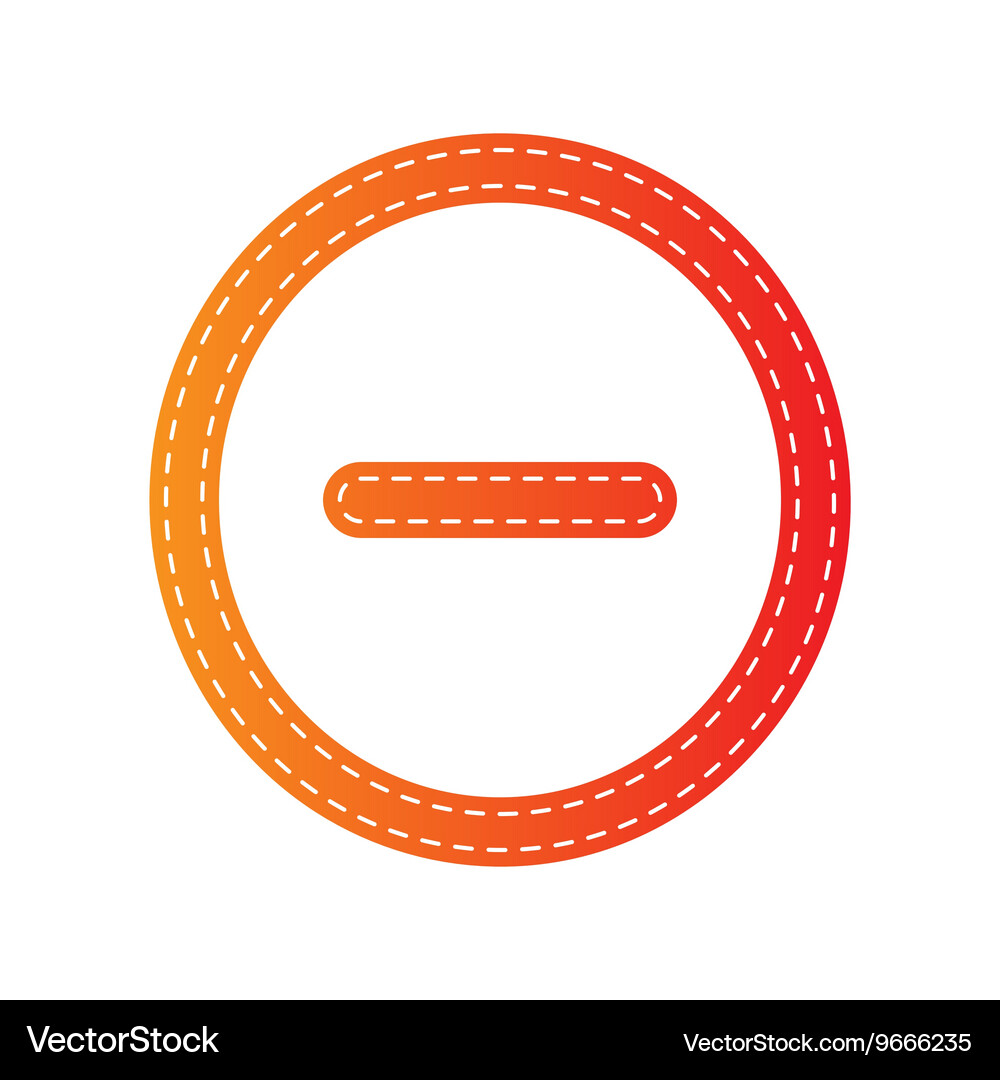 Negative symbol minus sign orange Royalty Free Vector Image