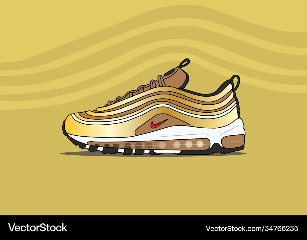 Nike air max 97 og gold Royalty Free Vector Image