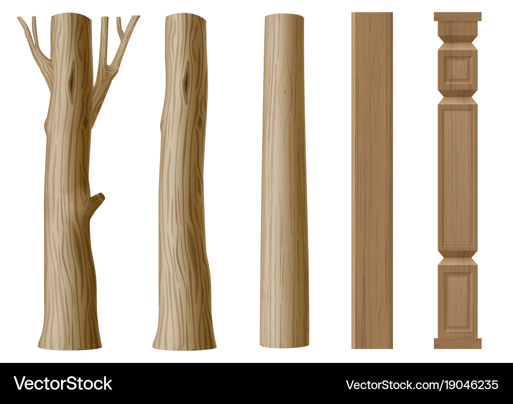 Set of pillars wood Royalty Free Vector Image - VectorStock