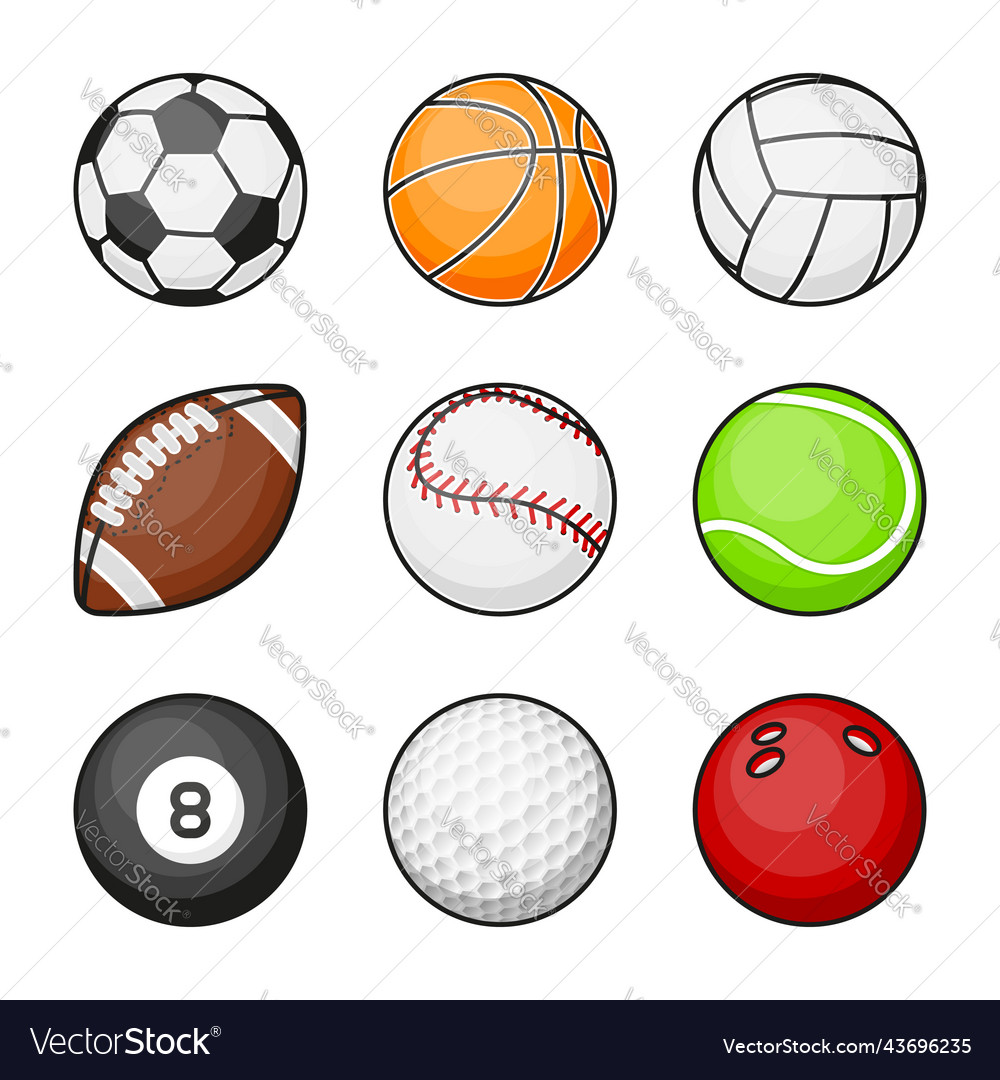 Sports ball collection all games balls Royalty Free Vector