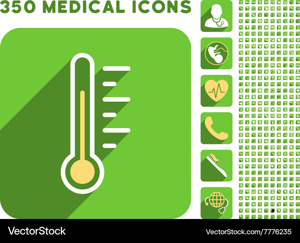 Temperature level icon and medical longshadow Vector Image