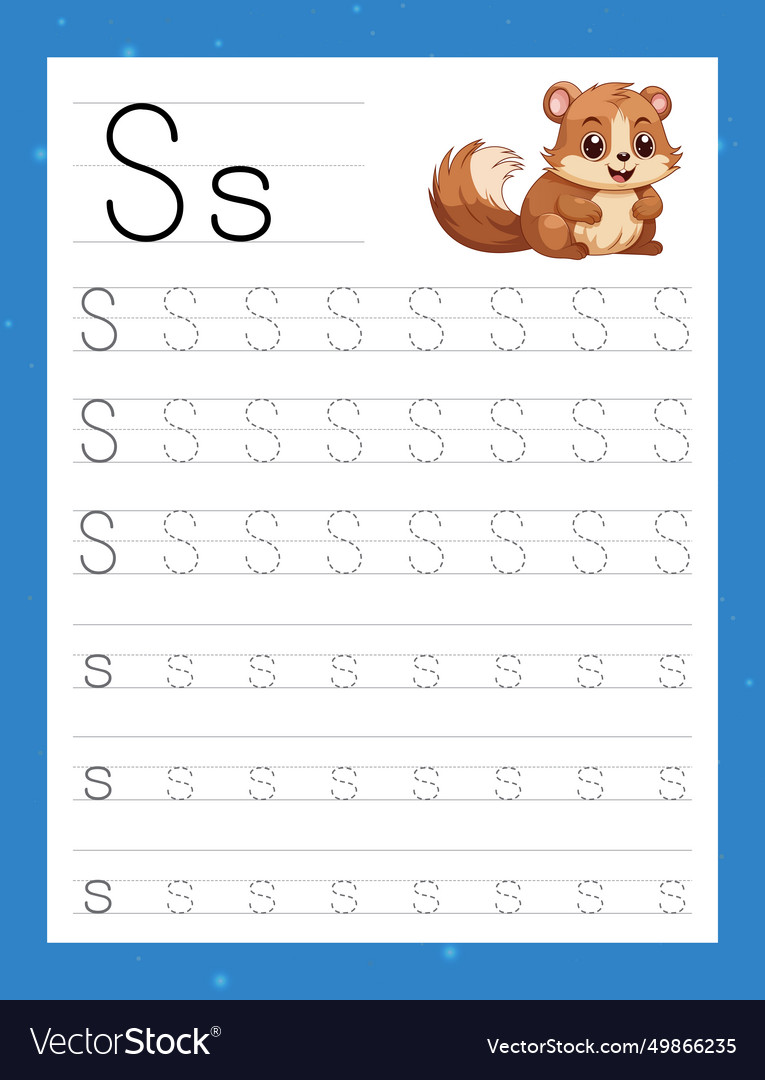 Trace letter s uppercase and lowercase alphabet Vector Image