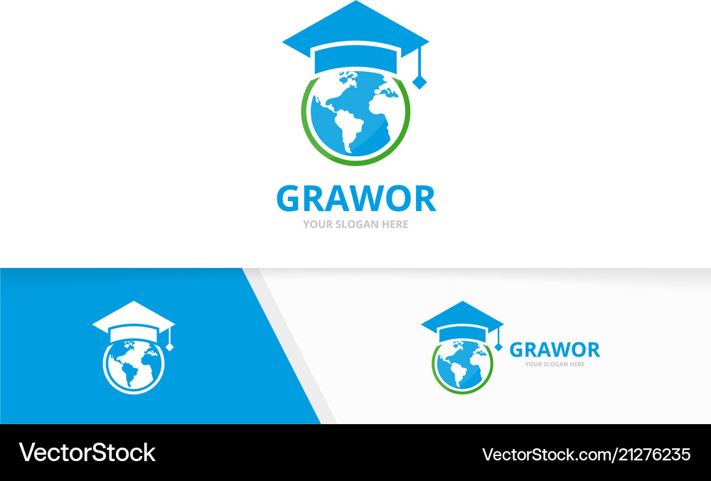 World and graduate hat logo combination Royalty Free Vector
