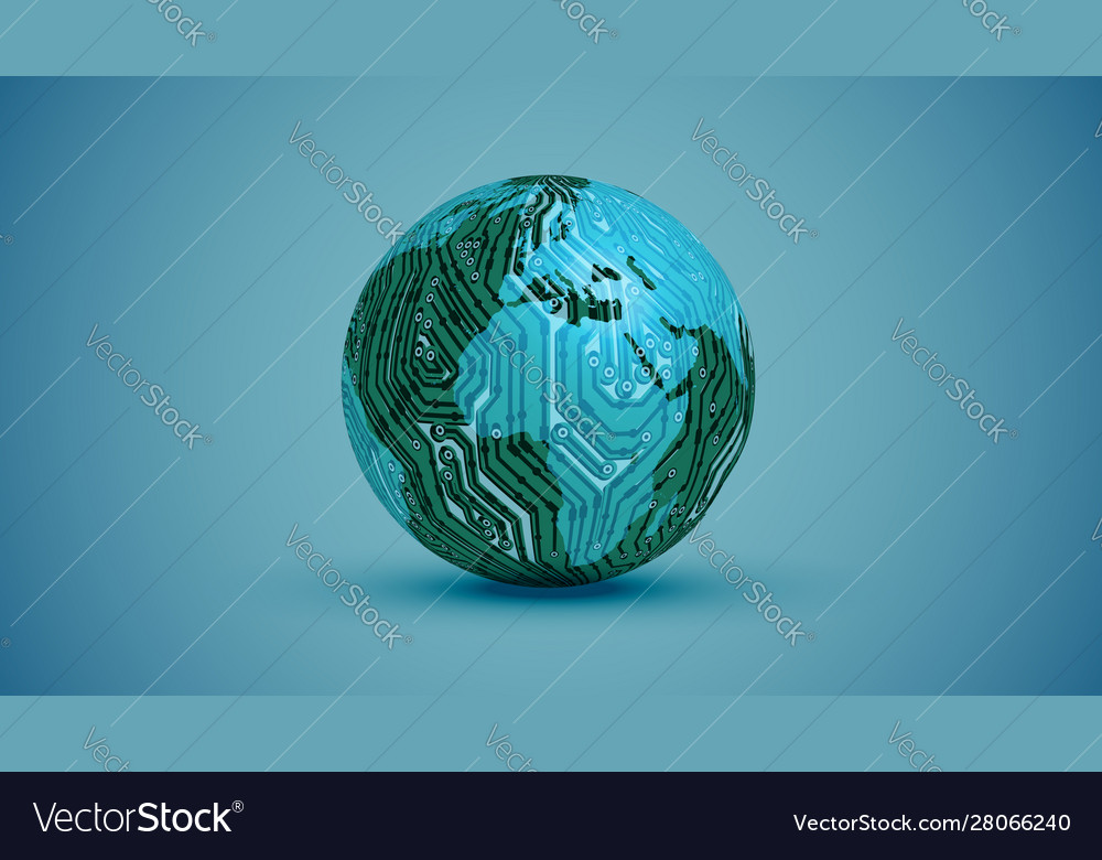 3d globe with electric circuit Royalty Free Vector Image