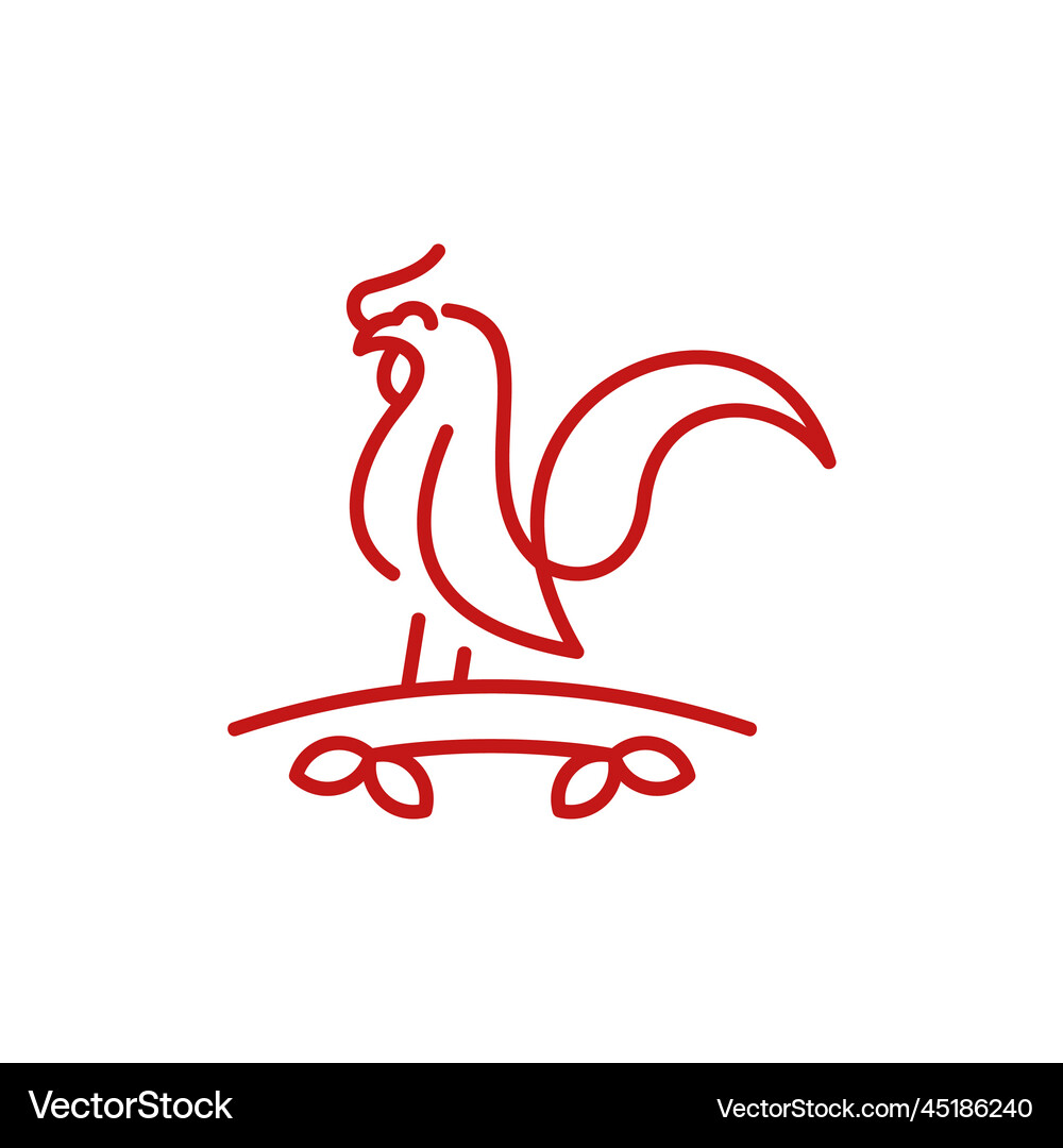 Animal rooster simple line logo design Royalty Free Vector