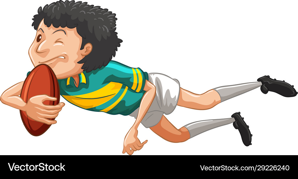 Athlete playing rugby on white background Vector Image