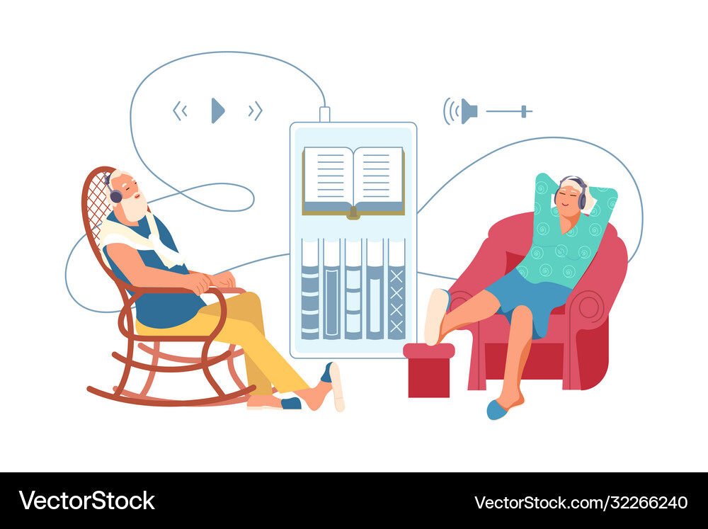 Audiobook club concept Royalty Free Vector Image
