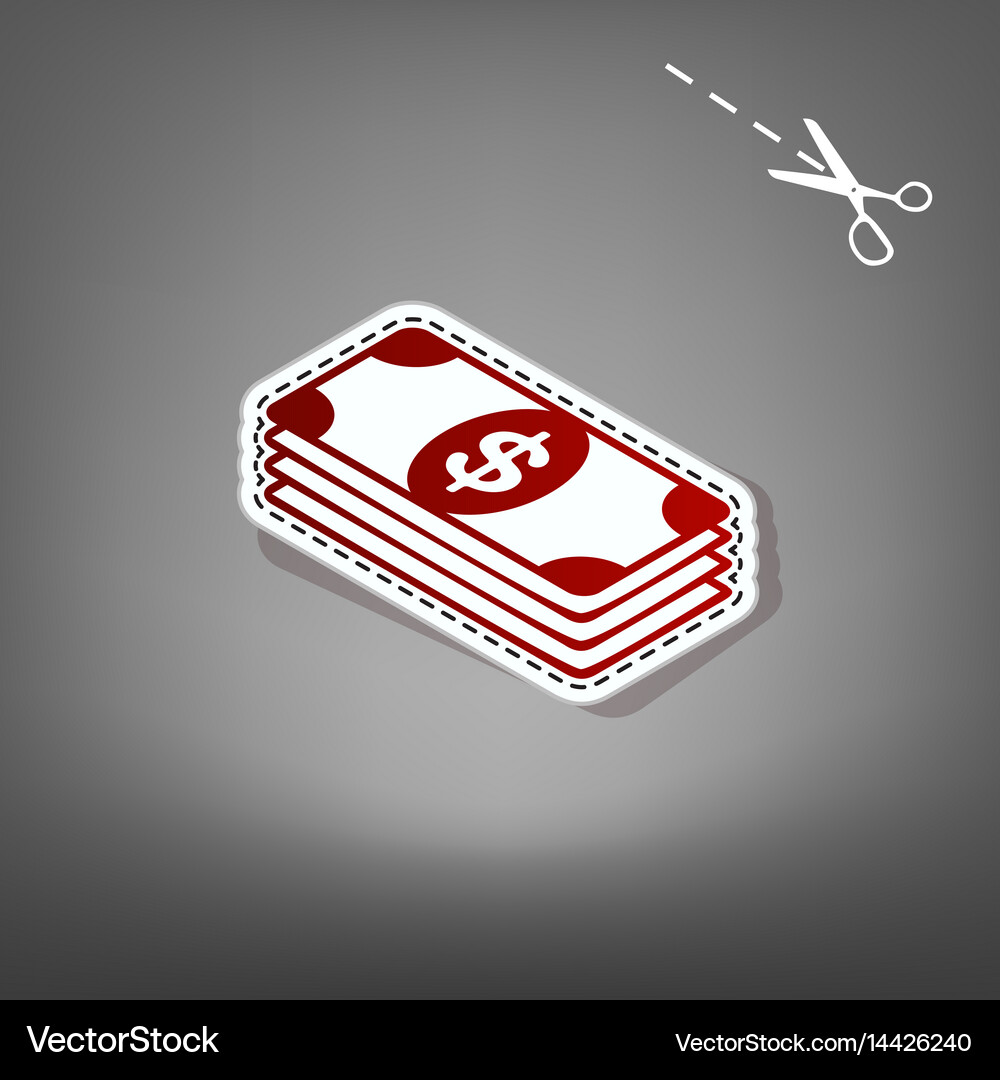 Bank note dollar sign red icon with for Royalty Free Vector