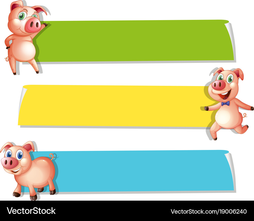 Banner templates with pink pigs Royalty Free Vector Image