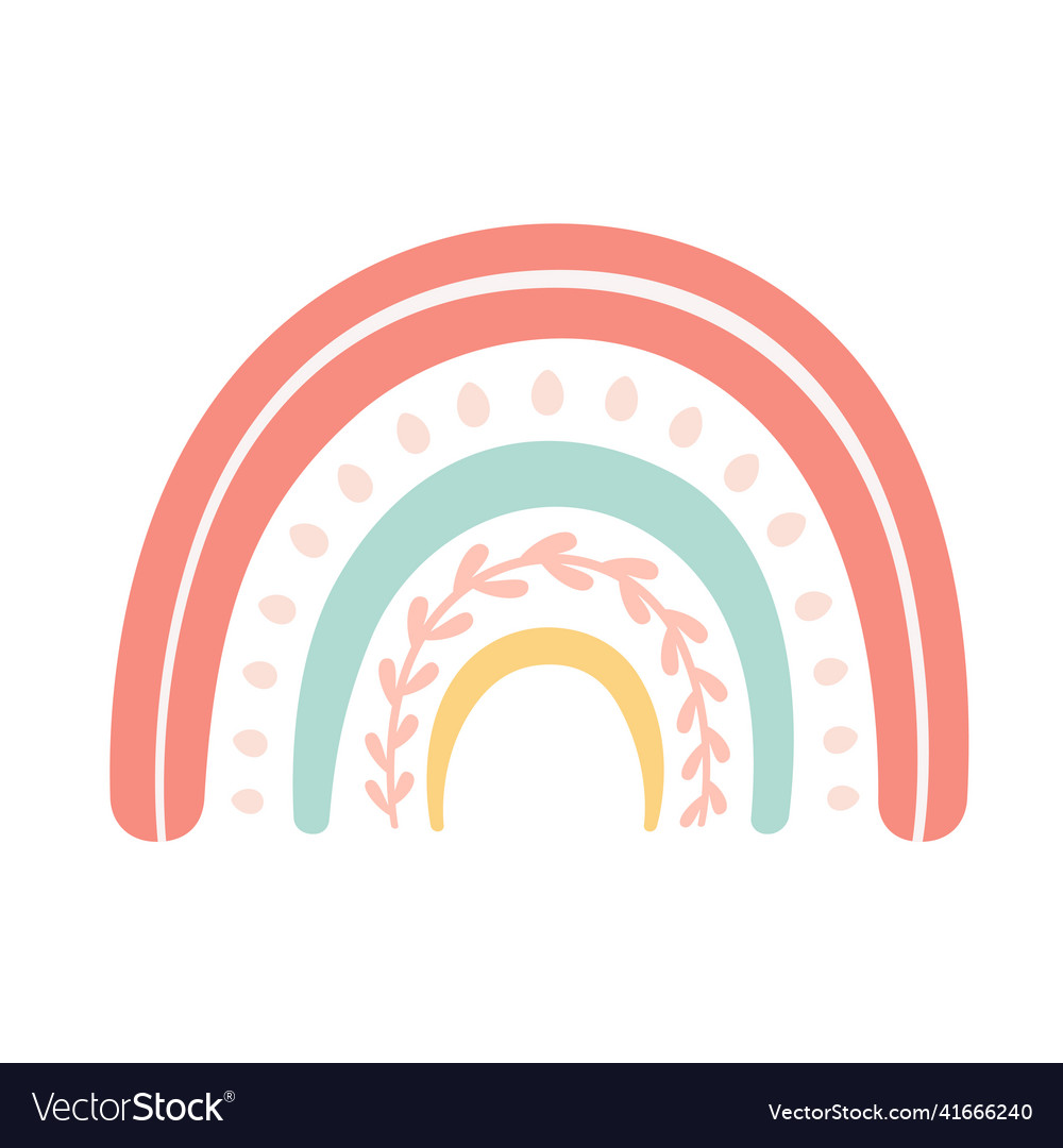 Cute abstract rainbow in boho style hand drawn Vector Image