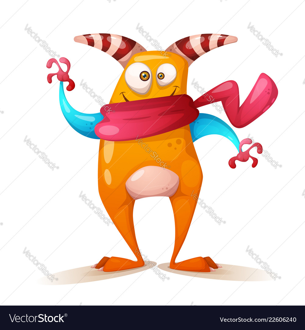 Cute funny crazy winter monster Royalty Free Vector Image