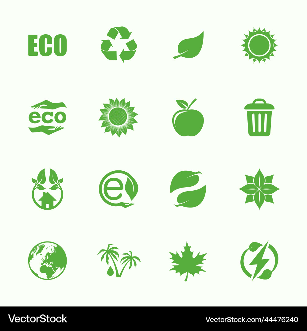 Eco friendly organic icons set Royalty Free Vector Image