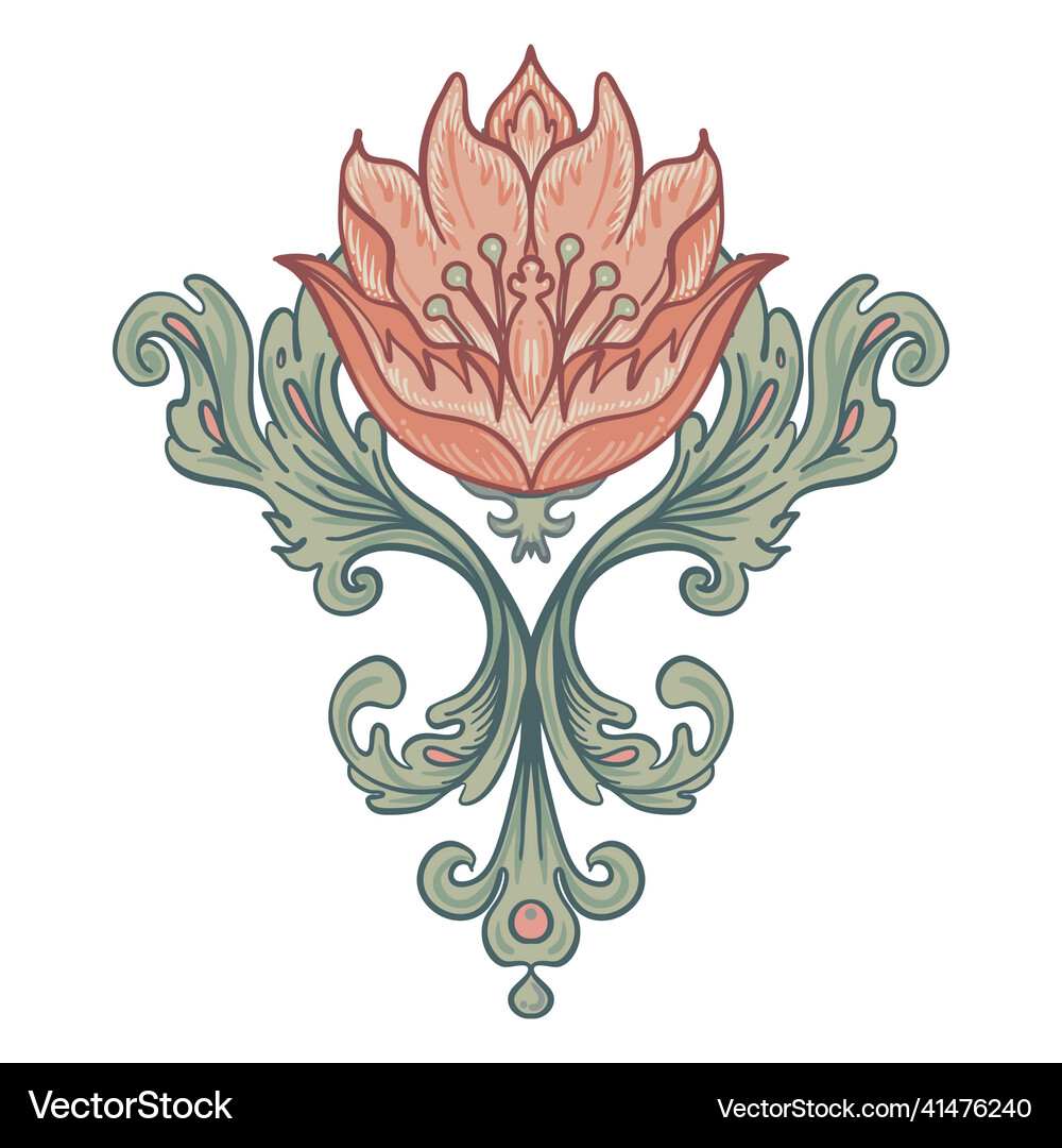 Floral vintage element isolated enchanted Vector Image
