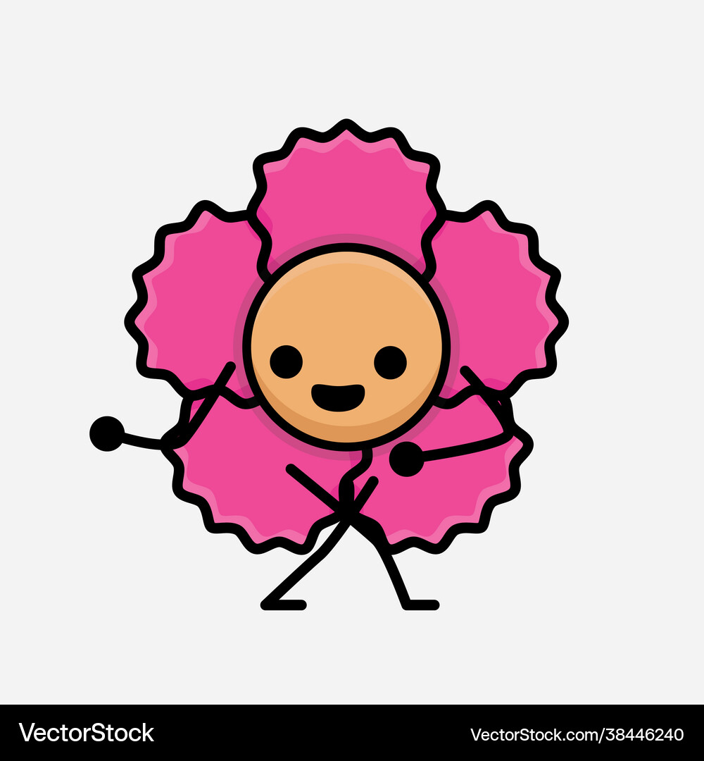 Flower character with cute face simple hands Vector Image