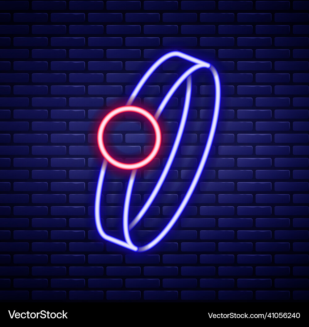 Glowing neon line diamond engagement ring icon Vector Image