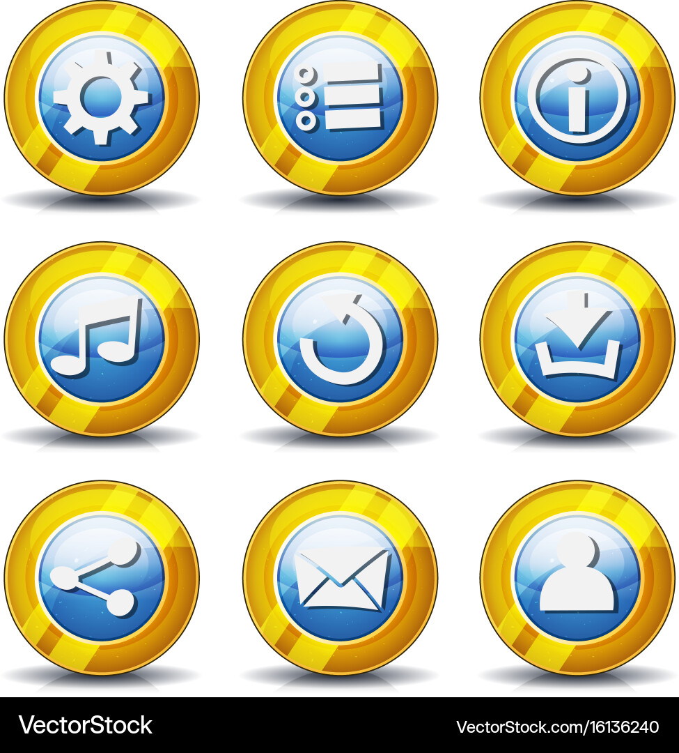 Gold icons for ui game Royalty Free Vector Image
