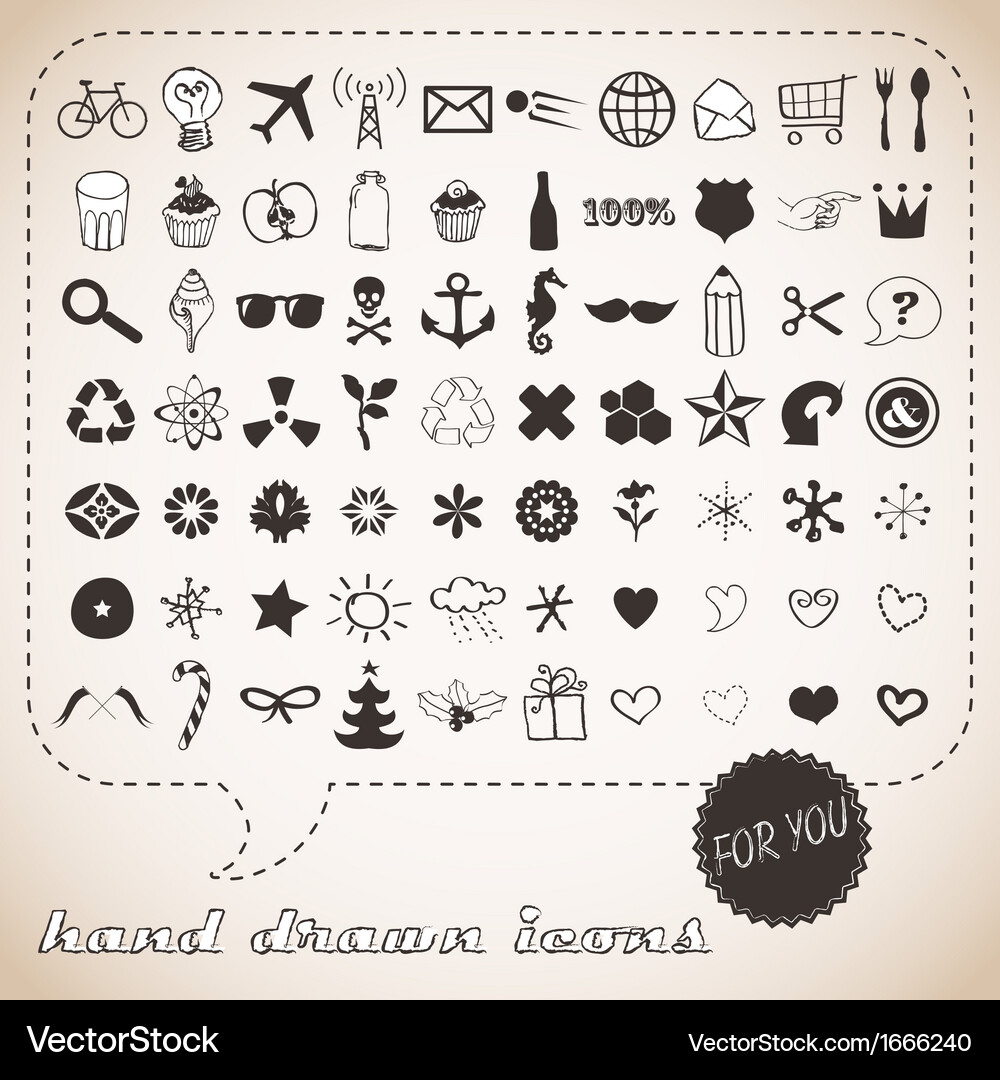 Hand drawn icons set for you Royalty Free Vector Image