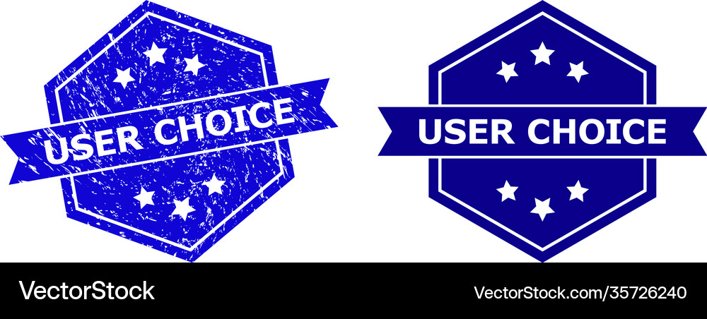 Hexagon user choice stamp seal with scratched Vector Image