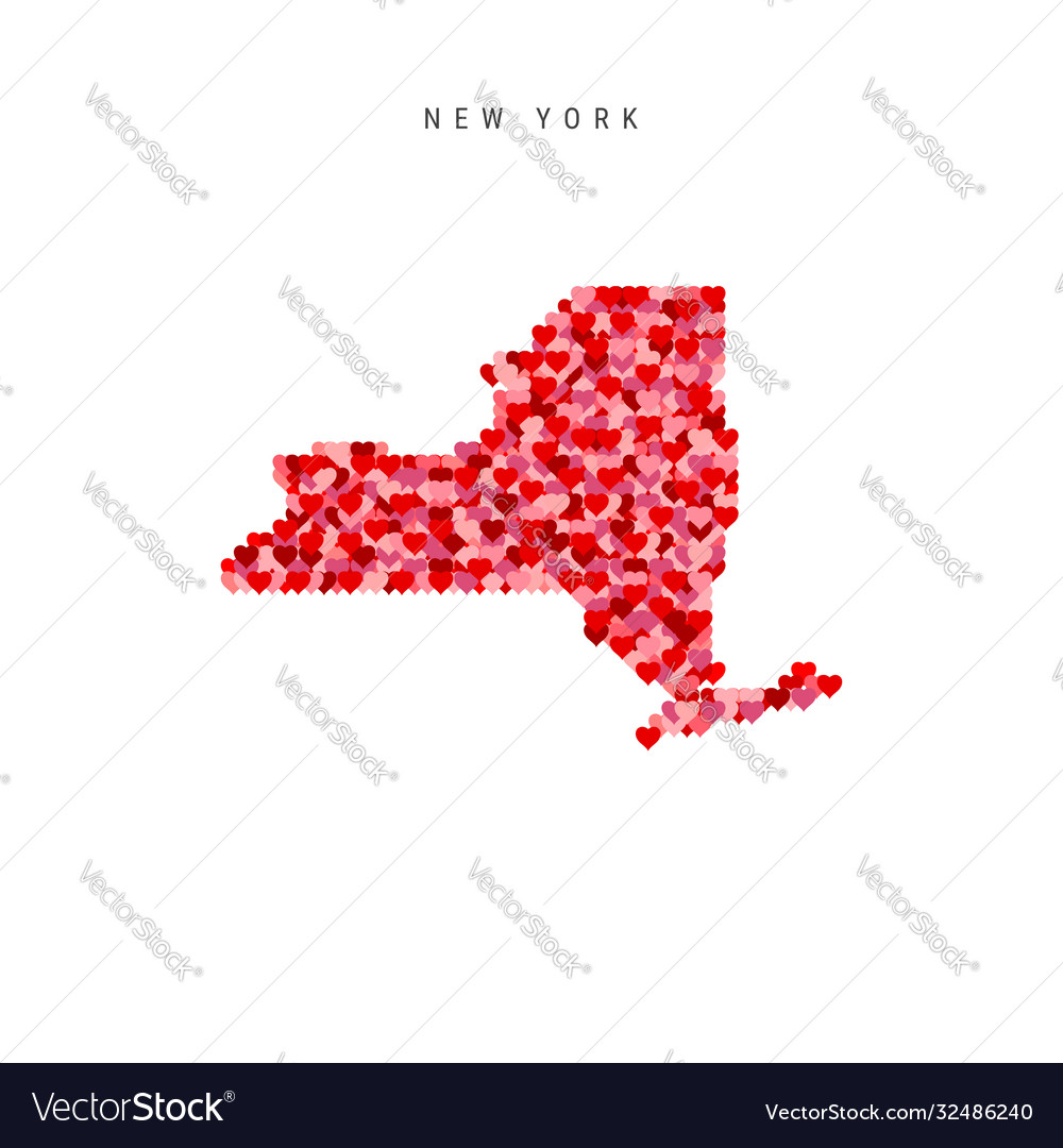 I love new york red hearts pattern map Royalty Free Vector