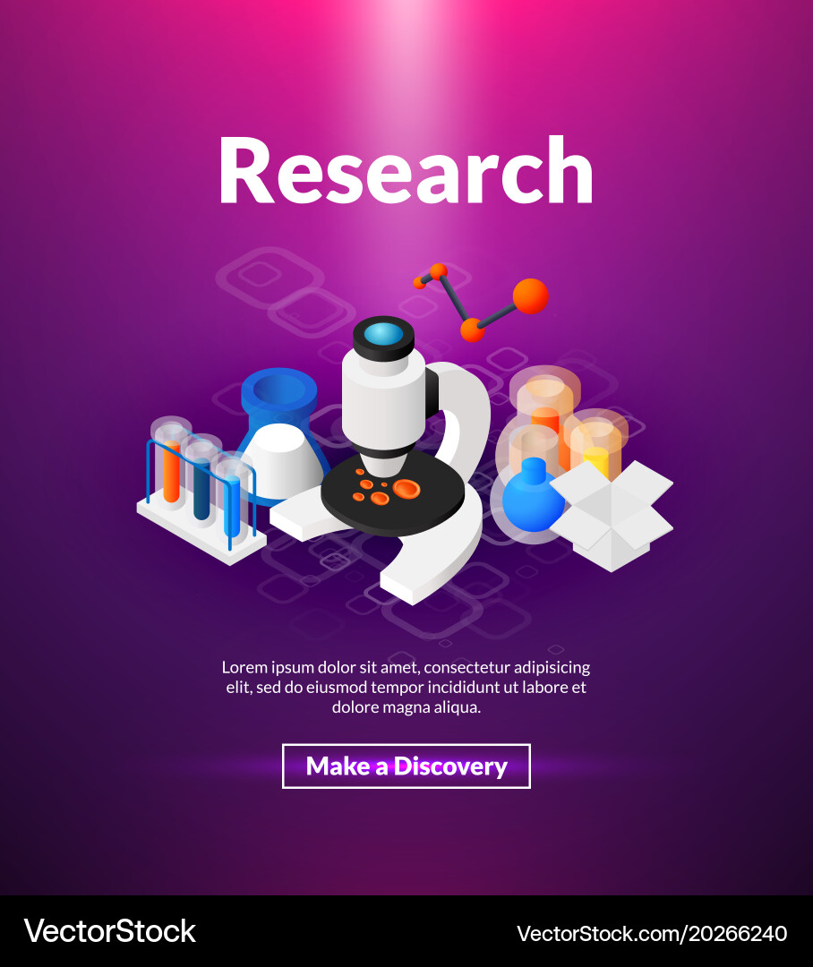 Research poster isometric color design Royalty Free Vector
