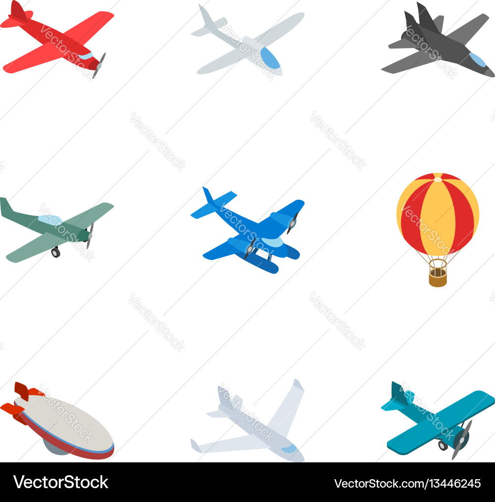 Airplane icons isometric 3d style Royalty Free Vector Image
