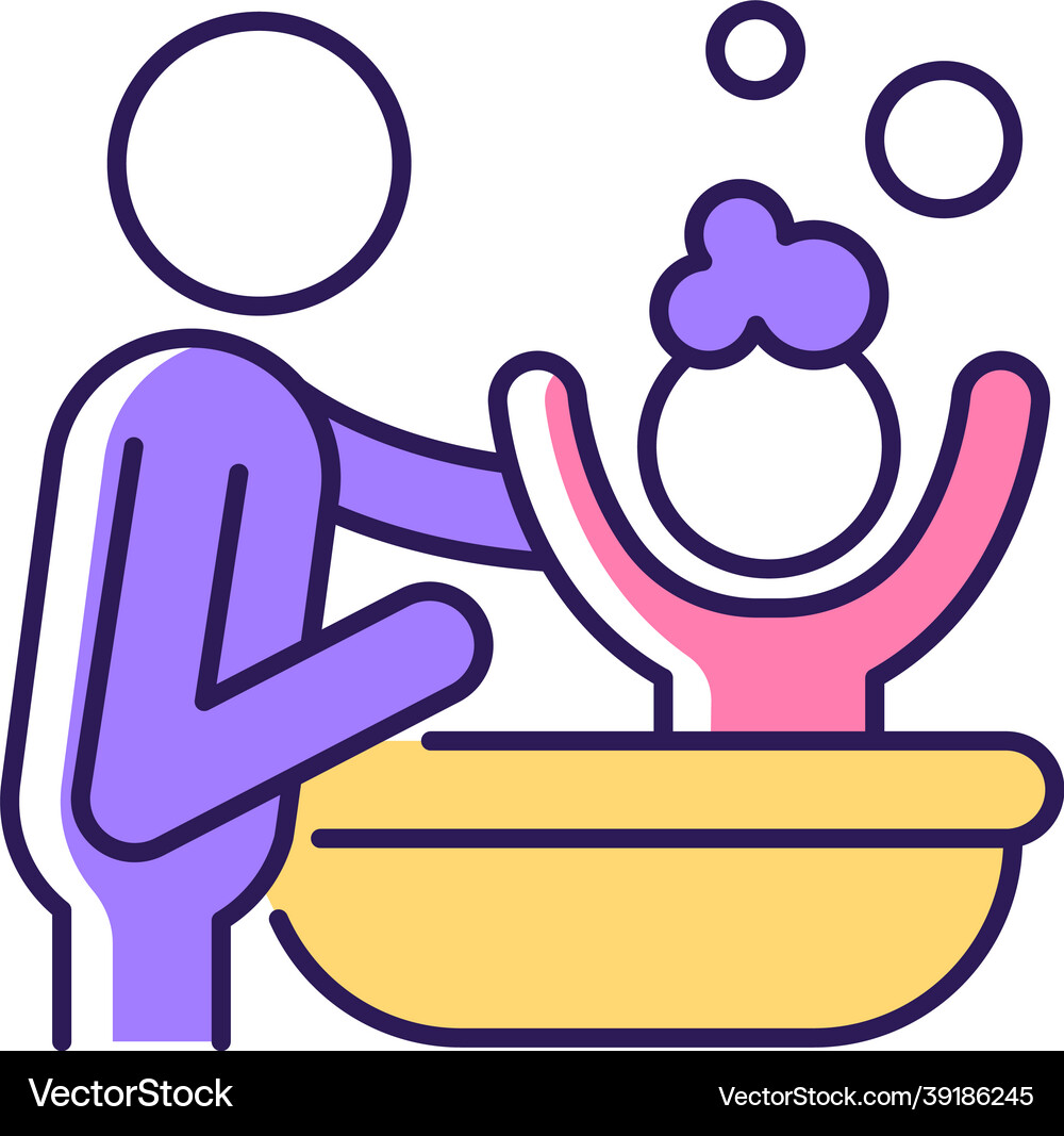 Bathing child rgb color icon Royalty Free Vector Image