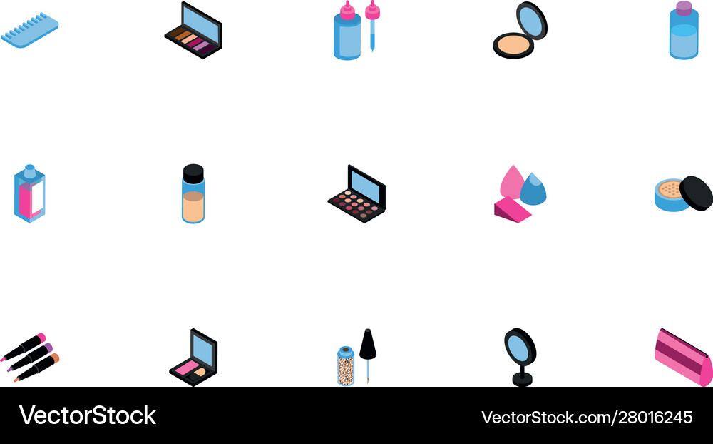 Bundle make up set icons Royalty Free Vector Image