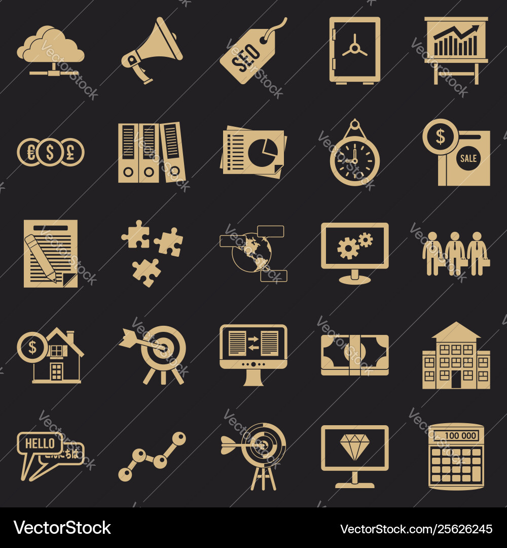 Cash consideration icons set simple style Vector Image
