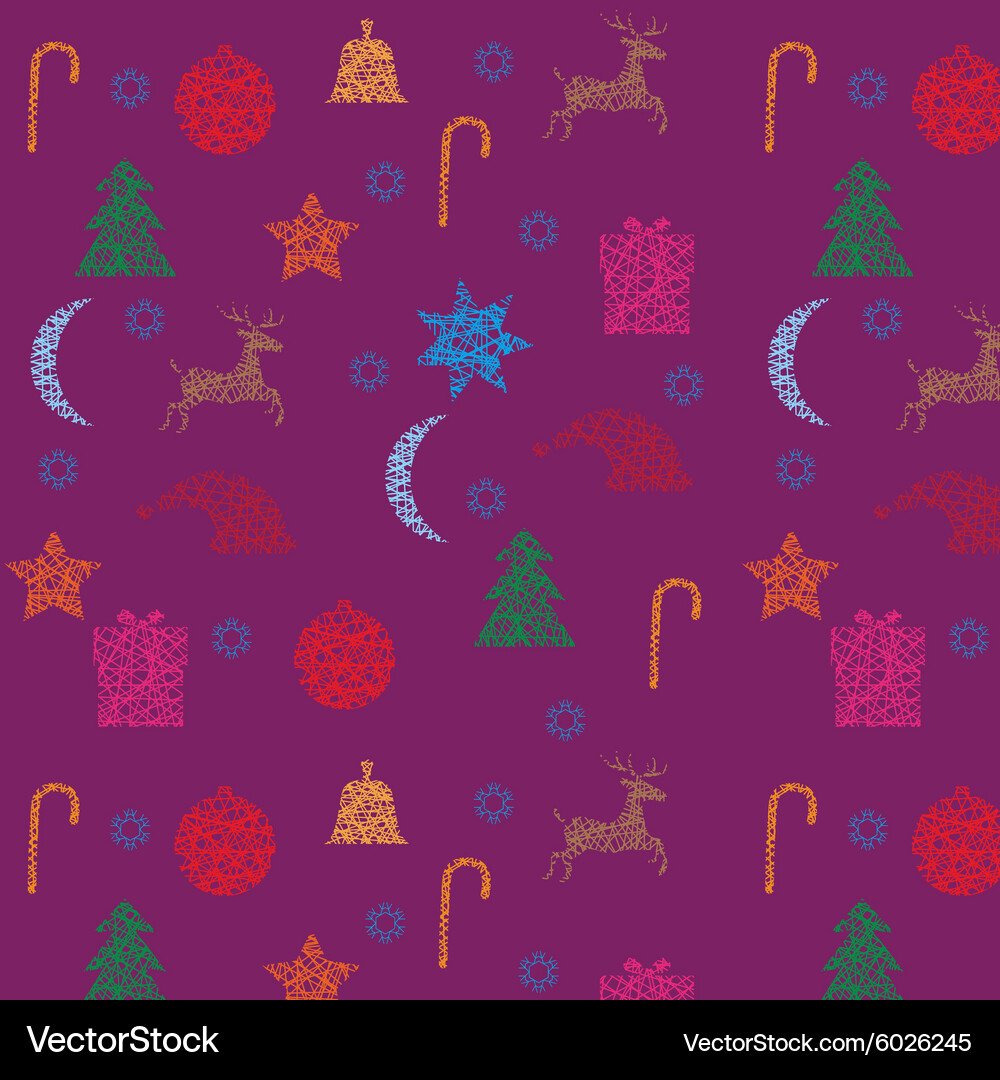 Christmas and new year seamless purple pattern Vector Image