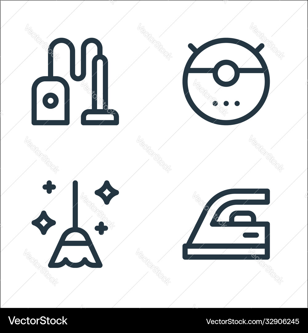 Cleaning line icons linear set quality line set Vector Image