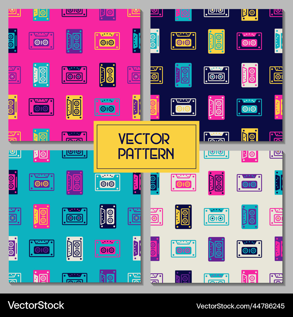 Colorful cassette tape radio shape pattern Vector Image