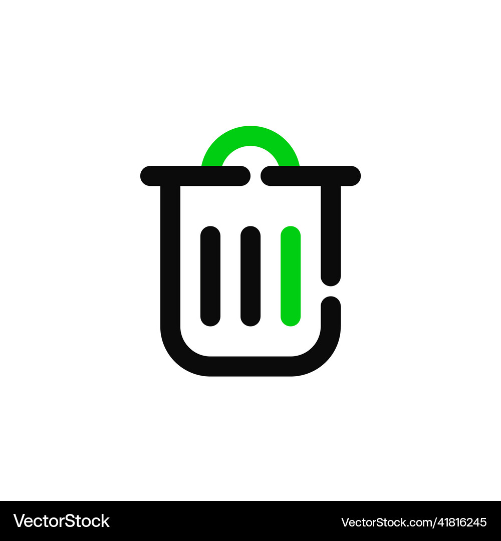 Minimal simple line art waste basket icon pixel Vector Image