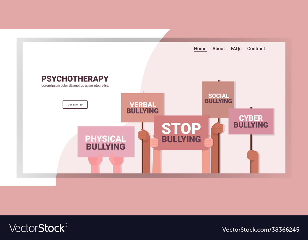 Mix race activists hands holding stop bullying Vector Image