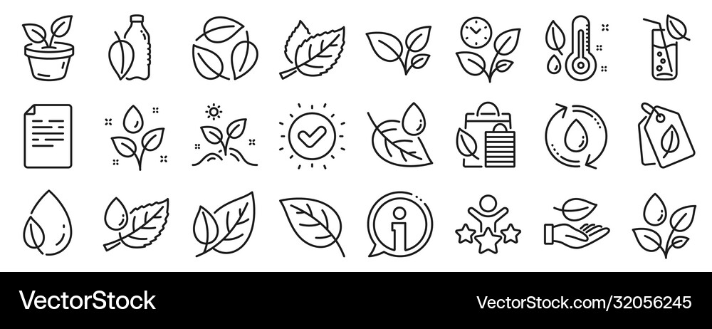 Plants line icons set leaf growing plant Vector Image