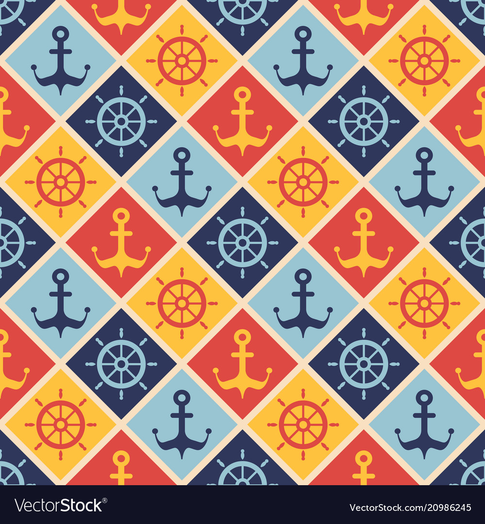 Seamless nautical pattern with steering wheels and