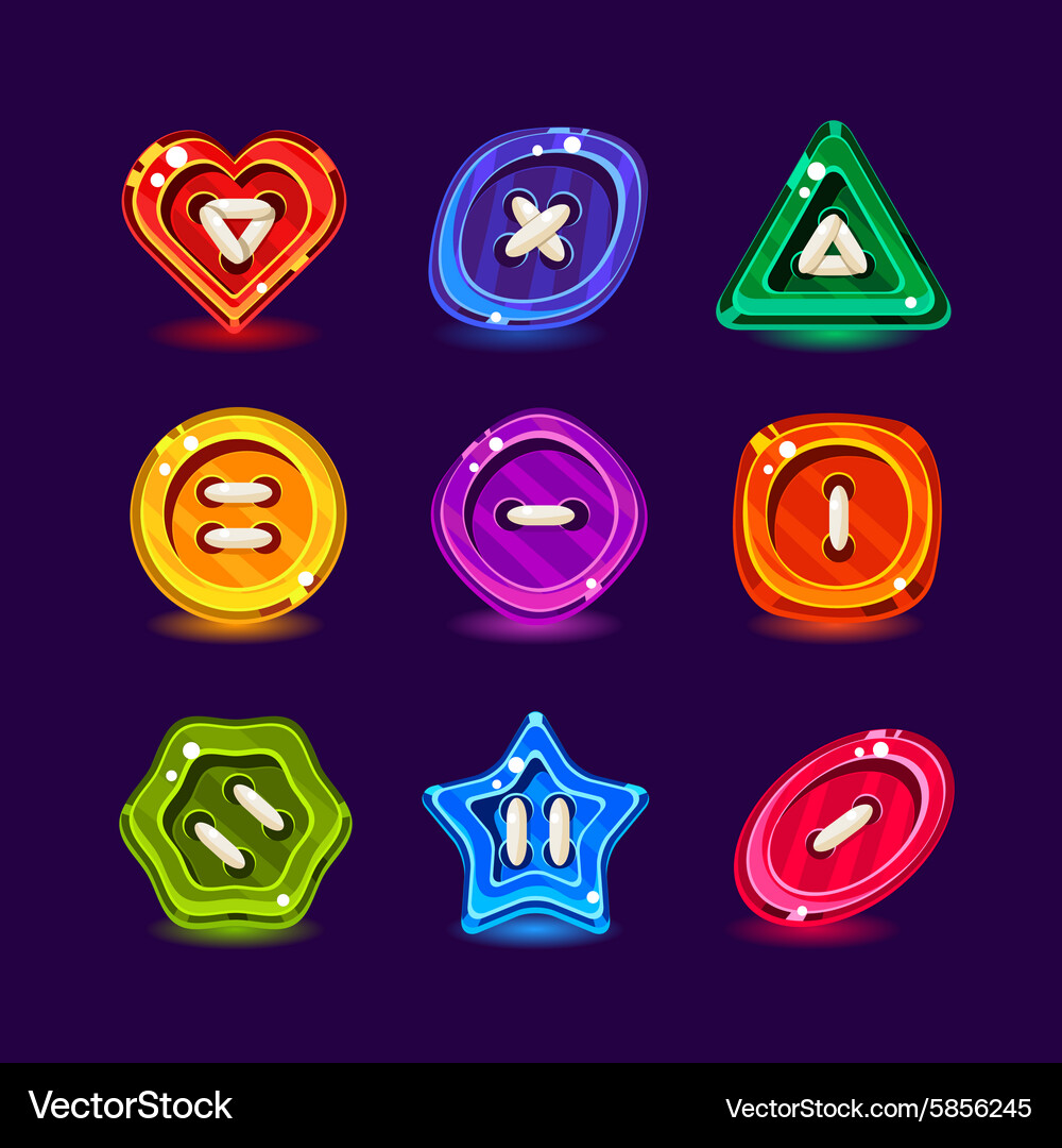 Set 9 color clothing buttons Royalty Free Vector Image